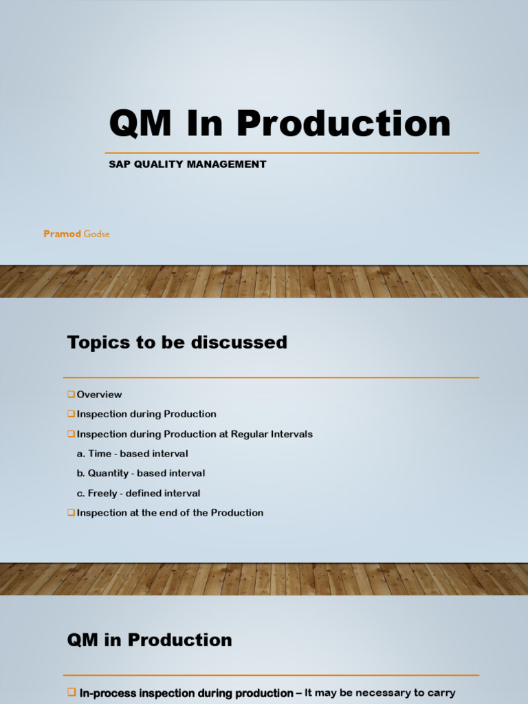 QM in Production | PDF