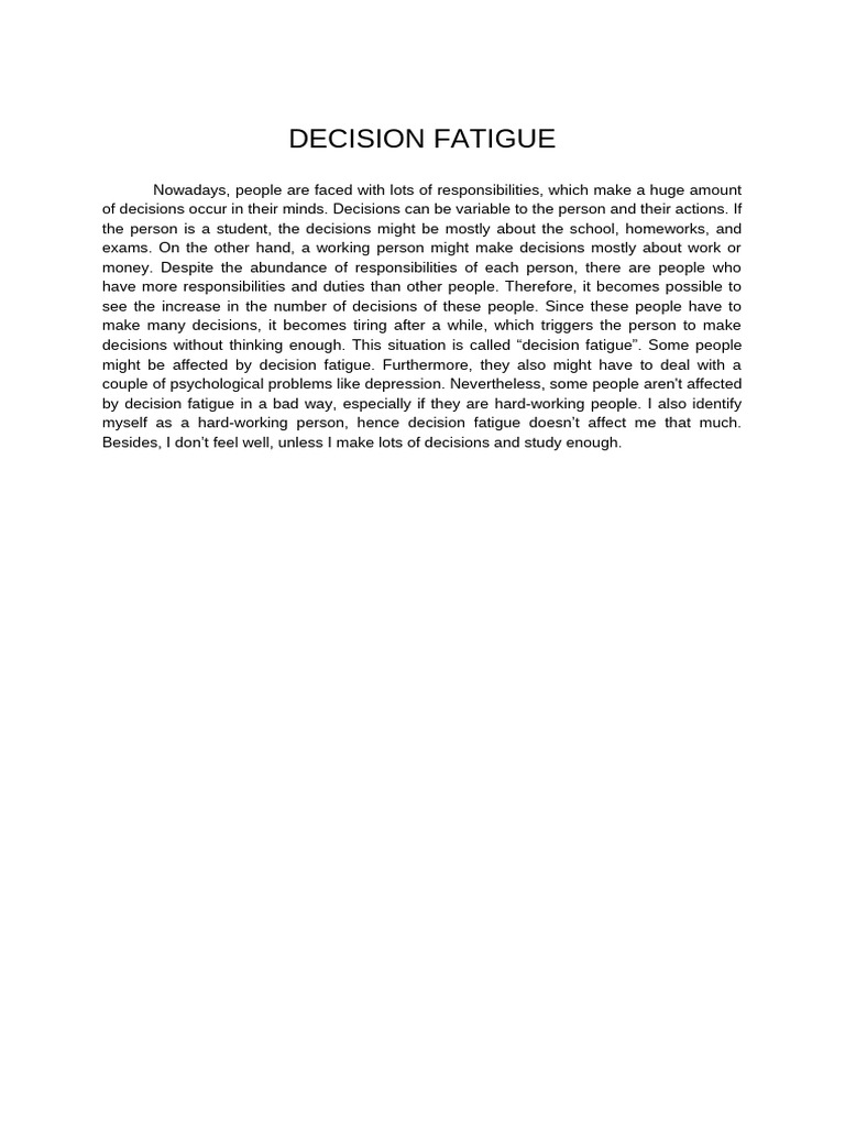 Understanding Decision Fatigue | PDF