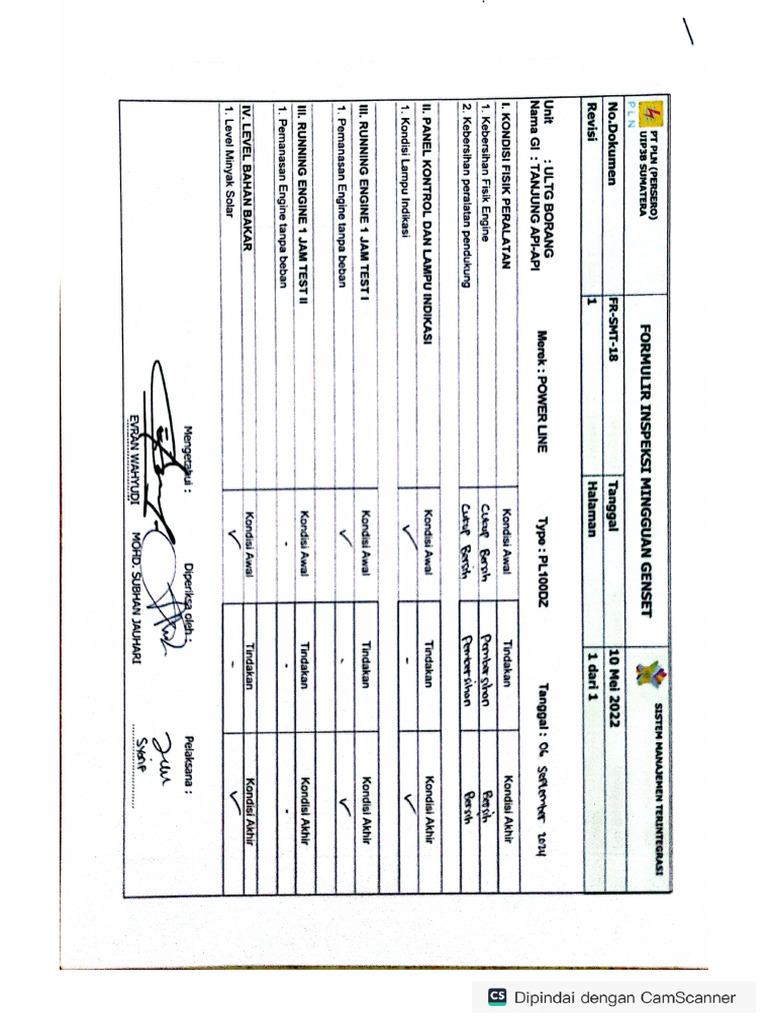Form Genset September 2024 | PDF