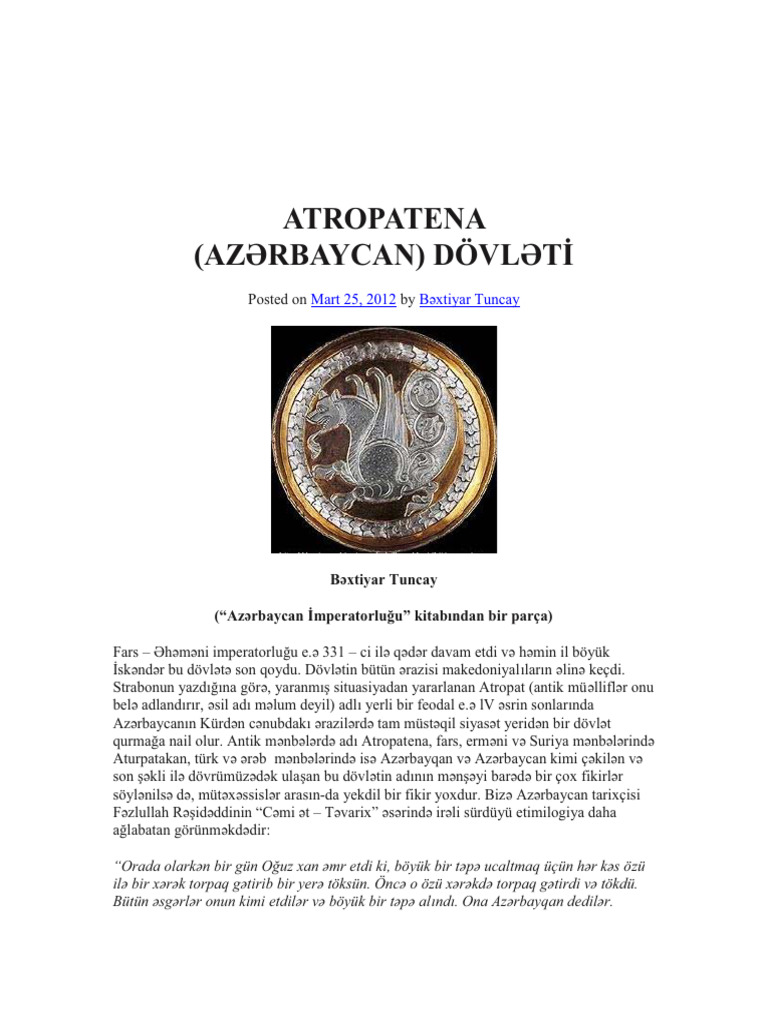 A108-Atropatena (Azerbaycan) Dovleti (Bextiyar Tuncay) (2012) | PDF ...