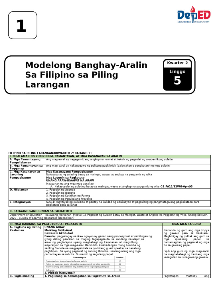 Le Q2 - FSPL Week 5 | PDF