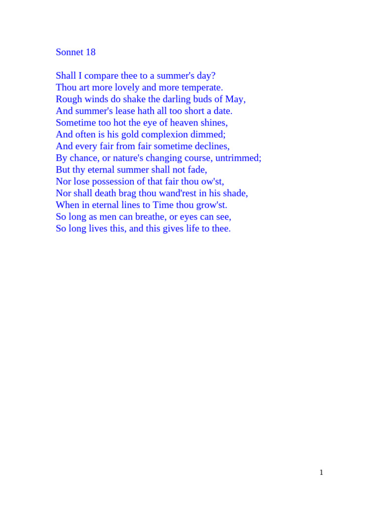 Sonnet 18 scansion | PDF | Metre (Poetry) | Phonology