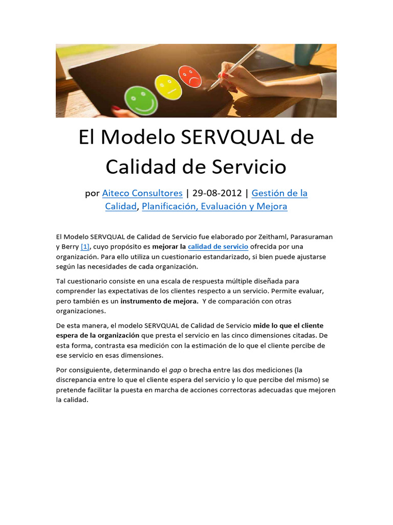El Modelo SERVQUAL de Calidad de Servicio | PDF | Calidad (comercial) | Calidad de servicio