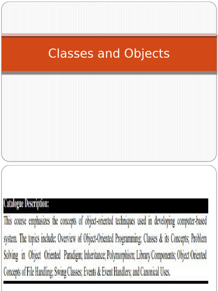 Lec 1 - Classes and Objects | PDF | Class (Computer Programming) | Object (Computer Science)