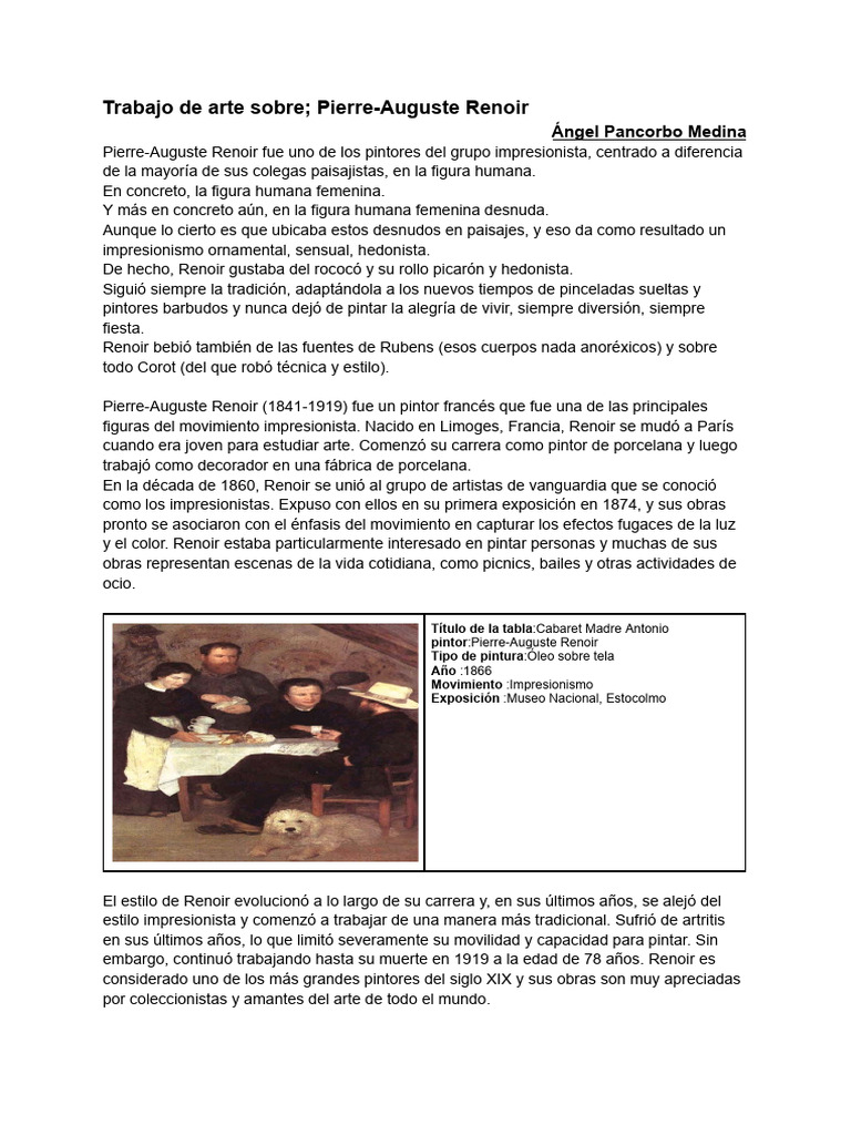Pierre Auguste Renoir | PDF | Pierre Auguste Renoir | Impresionismo