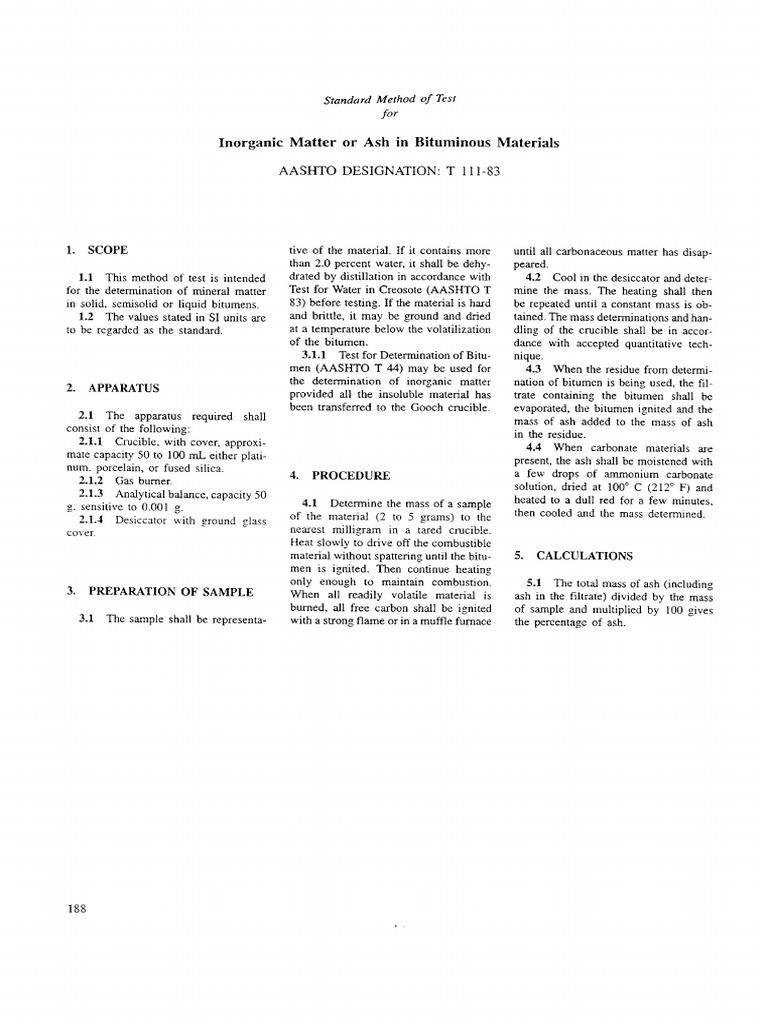 Aashto T 111-83 | PDF