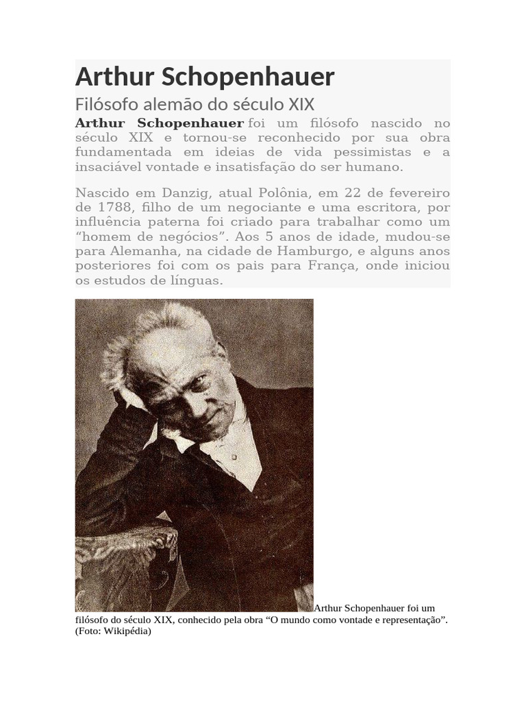 Arthur Schopenhauer | PDF | Arthur Schopenhauer | Immanuel Kant