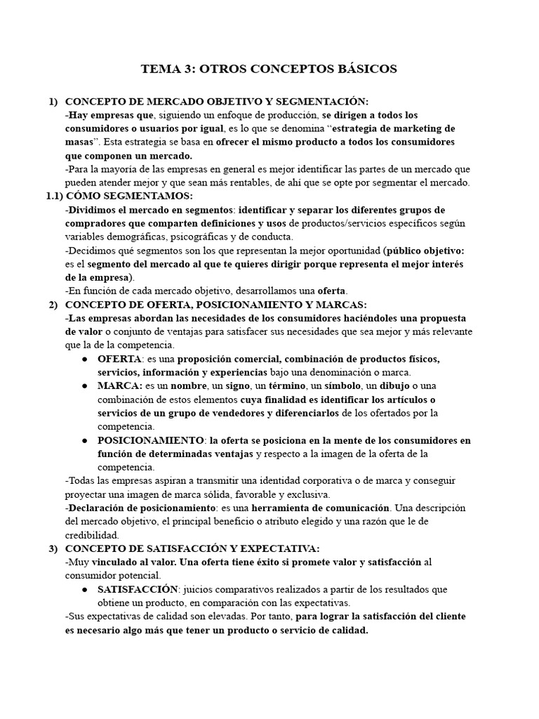 Tema 3 - Conceptos Básicos | PDF | Producto (Negocio) | Mercado (economía)