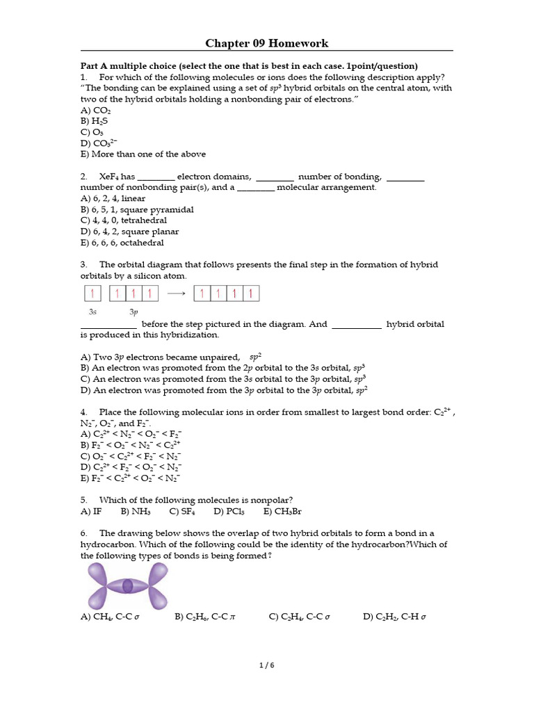 09-homework | PDF | Molecular Orbital | Molecules