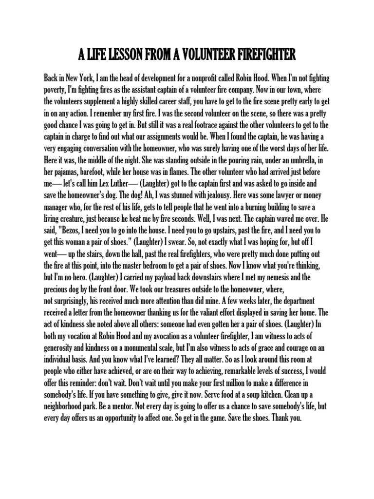 A Life Lesson From A Volunteer Firefighter | PDF | Mystery, Thriller ...