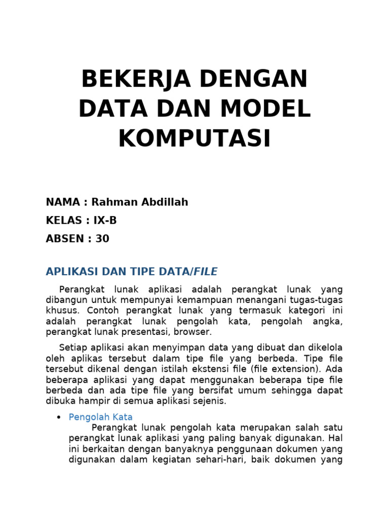 Merangkum Informatika Rahman Abdillah 9b, 21 September 2021 | PDF | Komputer