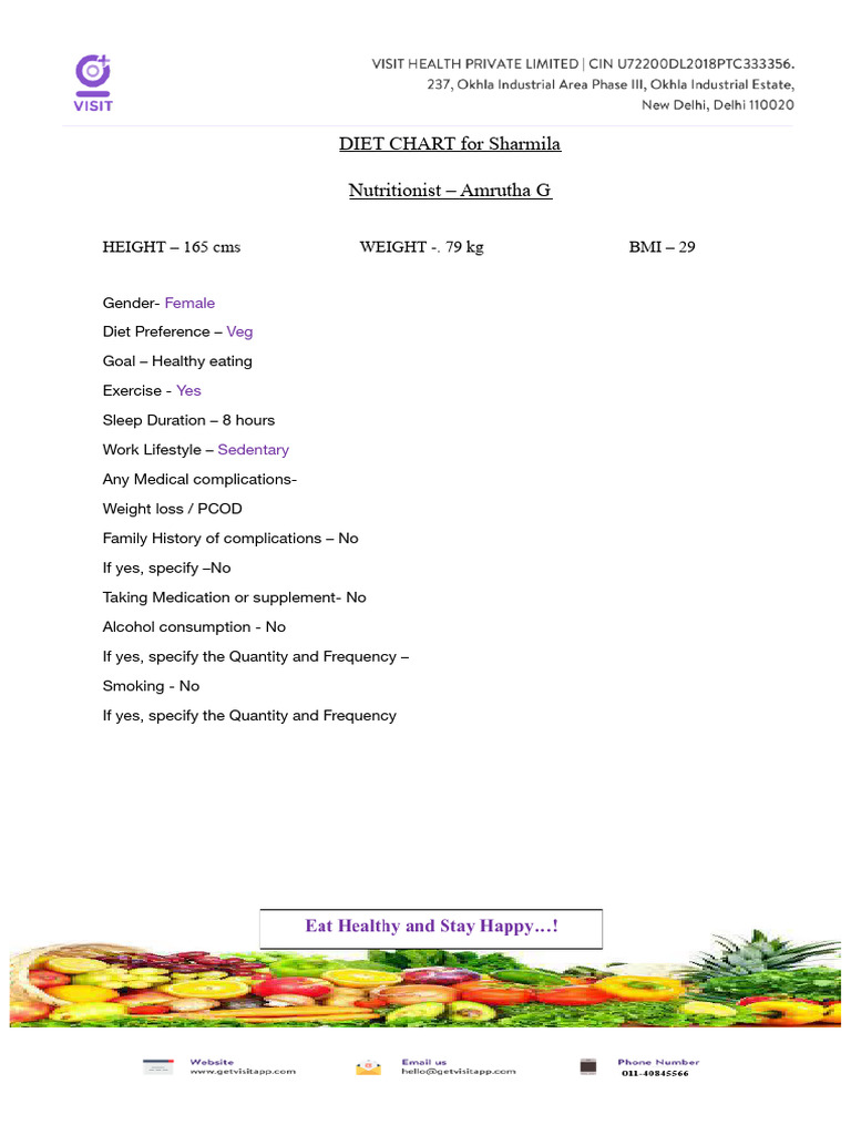 Veg Visit Health Diet Plan | PDF | Yogurt | Meal