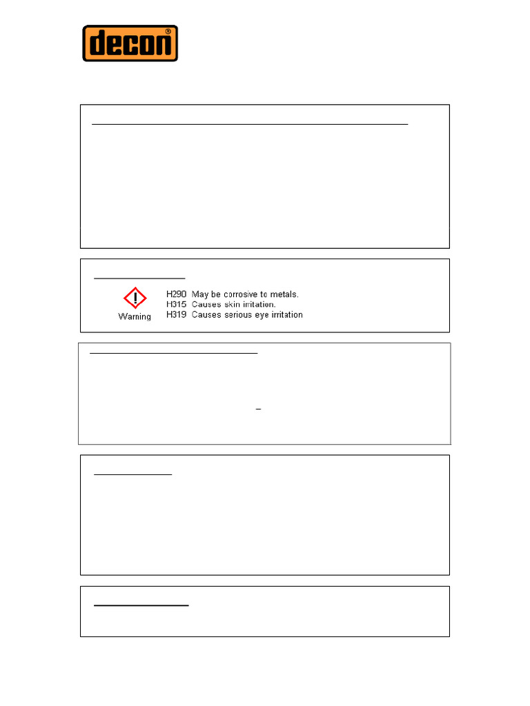 Decomatic MSDS | PDF | Sodium Hydroxide | Aluminium
