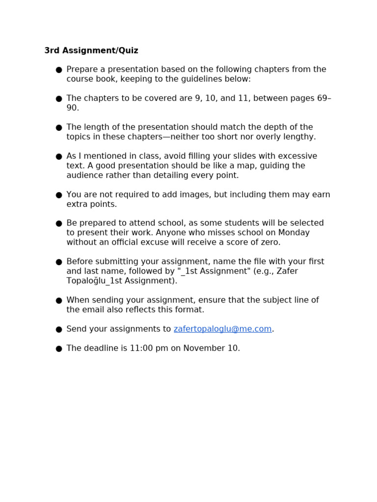 3rd Assignment - Quiz | PDF