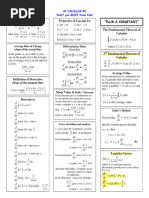 BC Calculus Formula Sheet | PDF | Derivative | Calculus