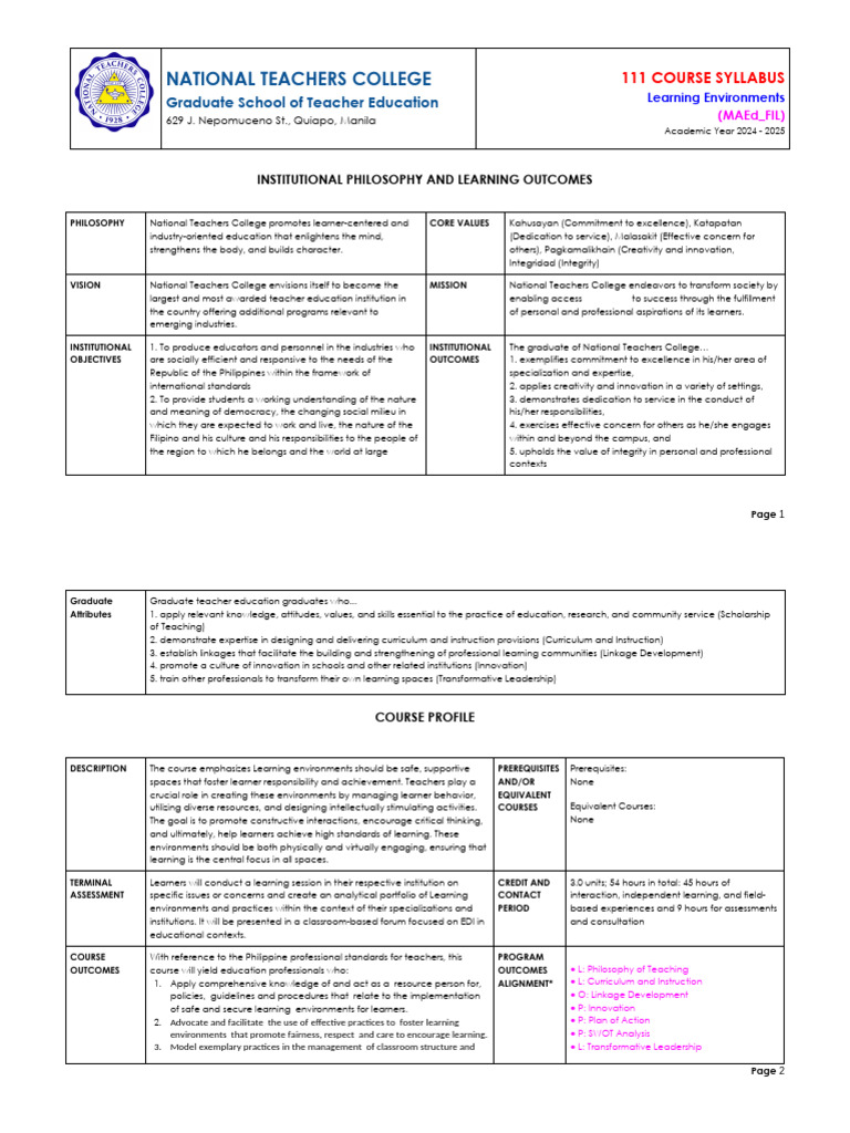 111 FILIPINO Learning Environments | PDF | Learning | Constructivism ...