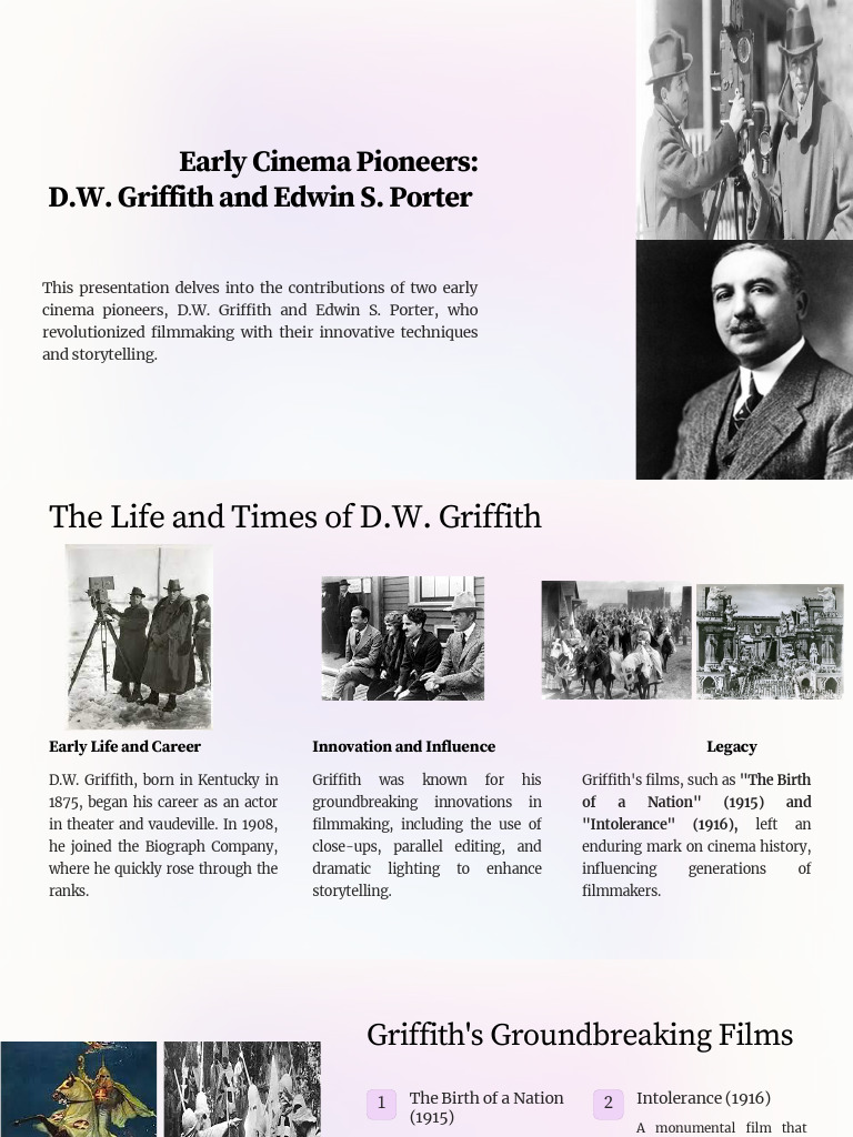Early Cinema Pioneers DW Griffith and Edwin S Porter | PDF | Plot ...