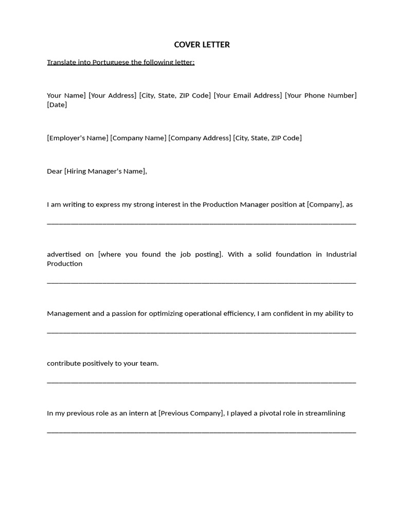 COVER LETTER Translation Exercise | PDF | Lean Manufacturing | Business