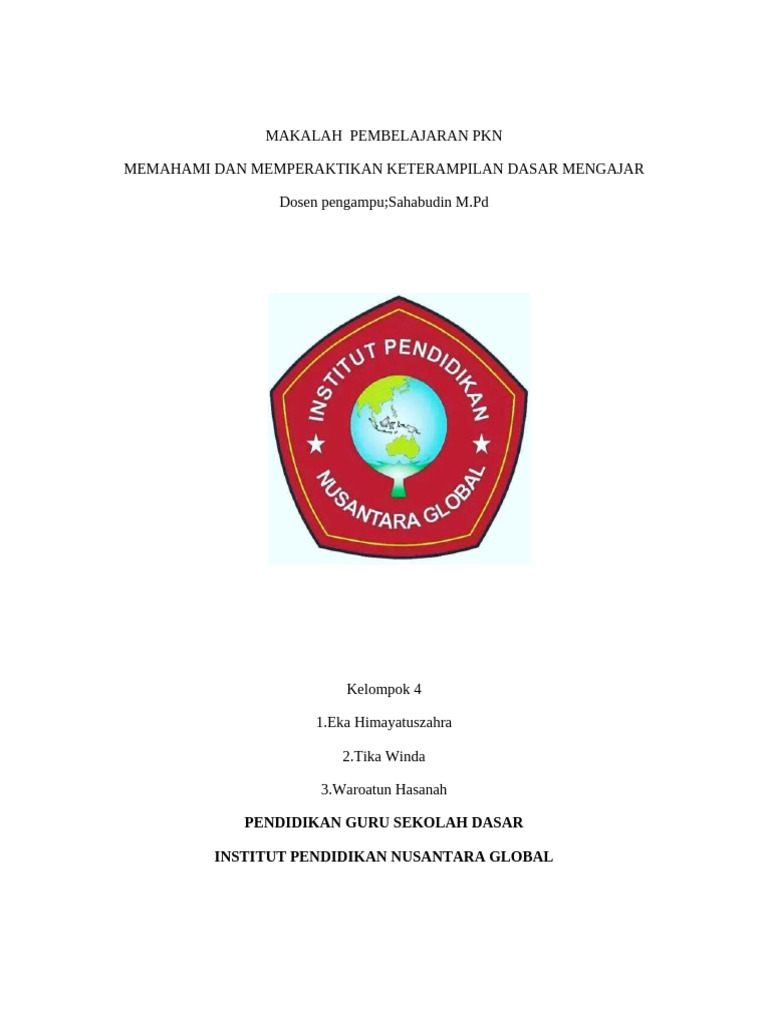 Makalah Pembelajaran PKN | PDF | Karier & Perkembangan | Pengembangan Diri