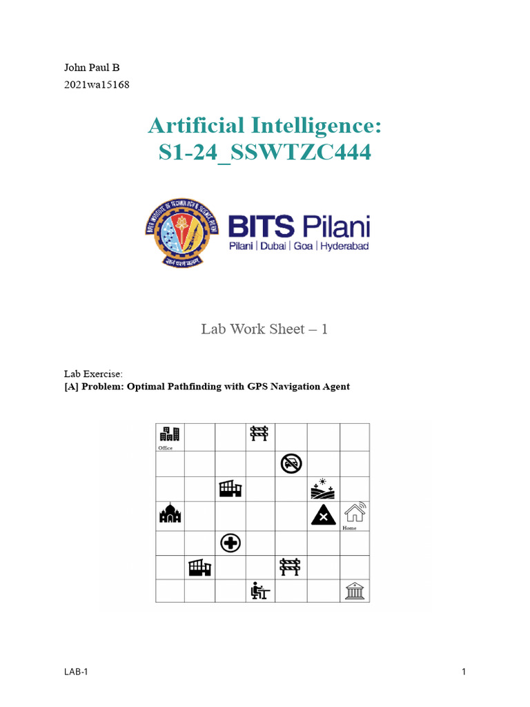 2021wa15168 AI LabWorkSheet1 | PDF | Computing | Computer Science
