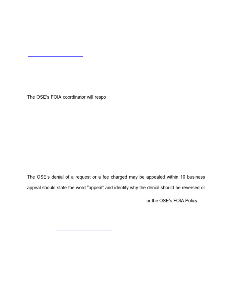 OSE FOIA Summary | PDF | Social Science | Law