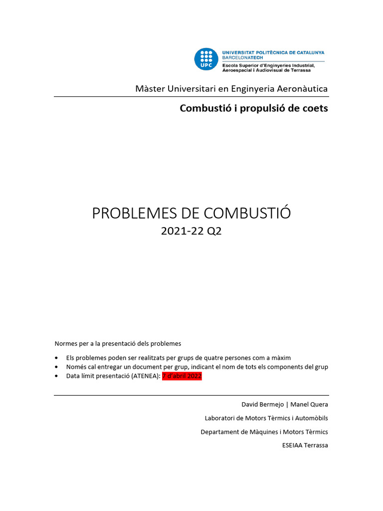 T3a - Combustio Ü Coets Problemes | PDF