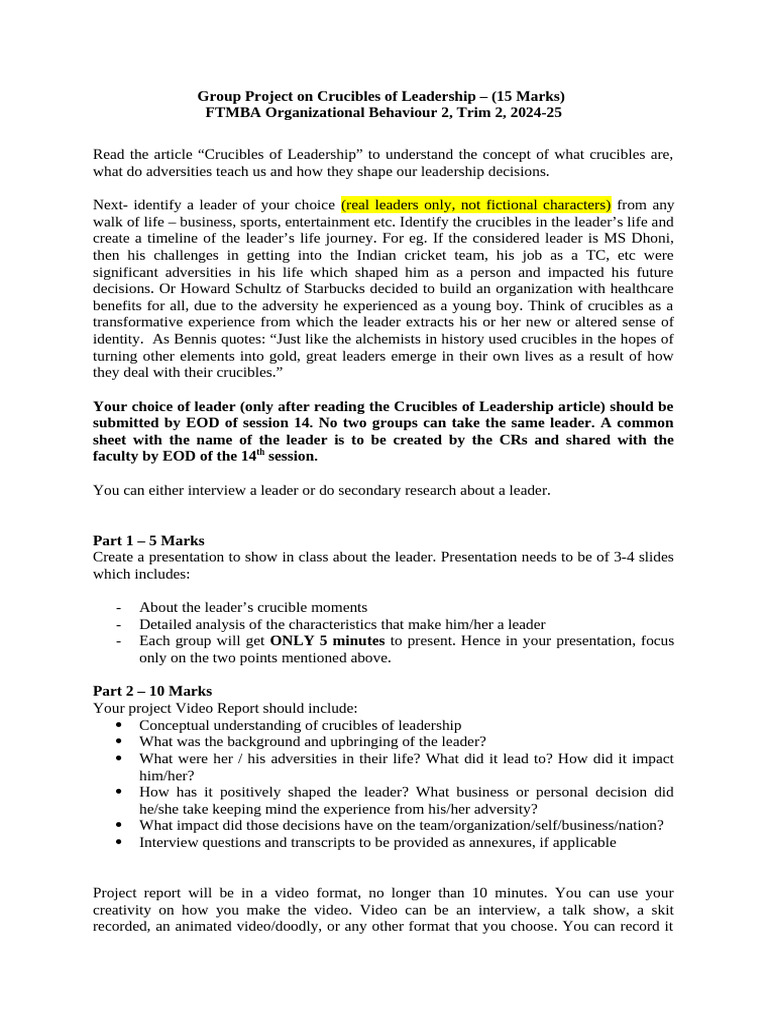 OB2 - Group Project 2 - 2024 | PDF | Leadership | Information