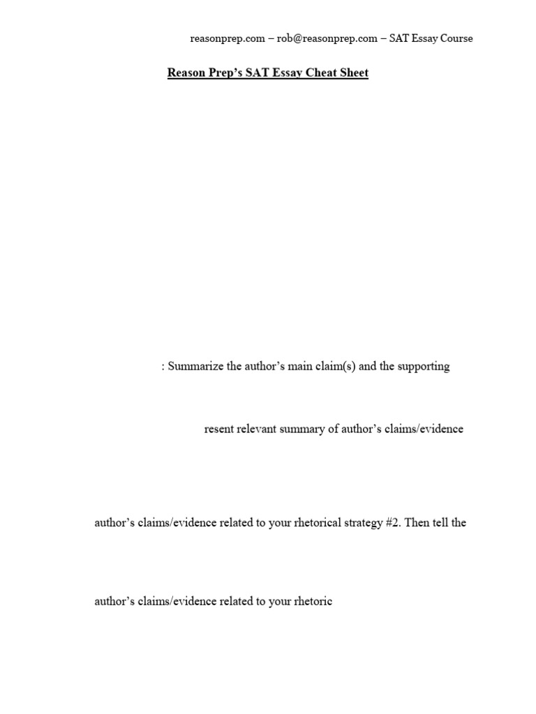 SAT Essay Cheat Sheet | PDF | Essays | Rhetoric