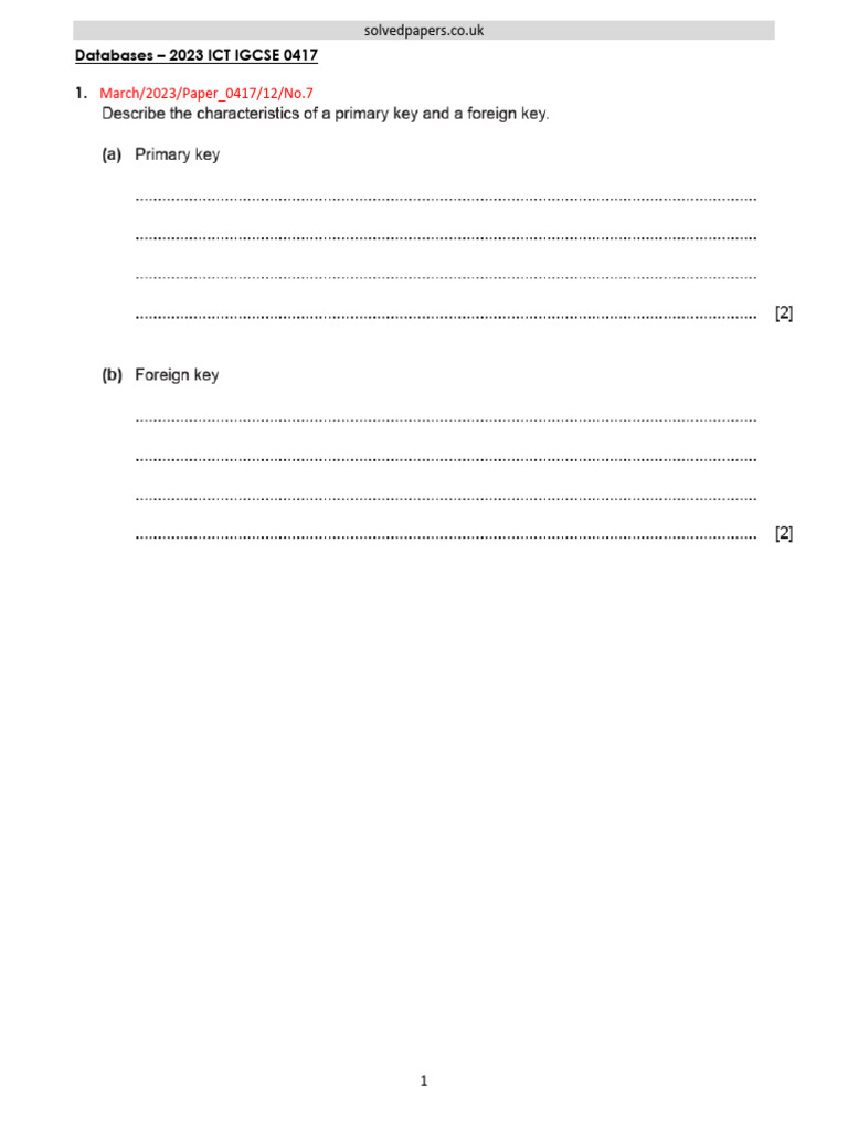 2023 Databases Igcse Ict 0417 | PDF