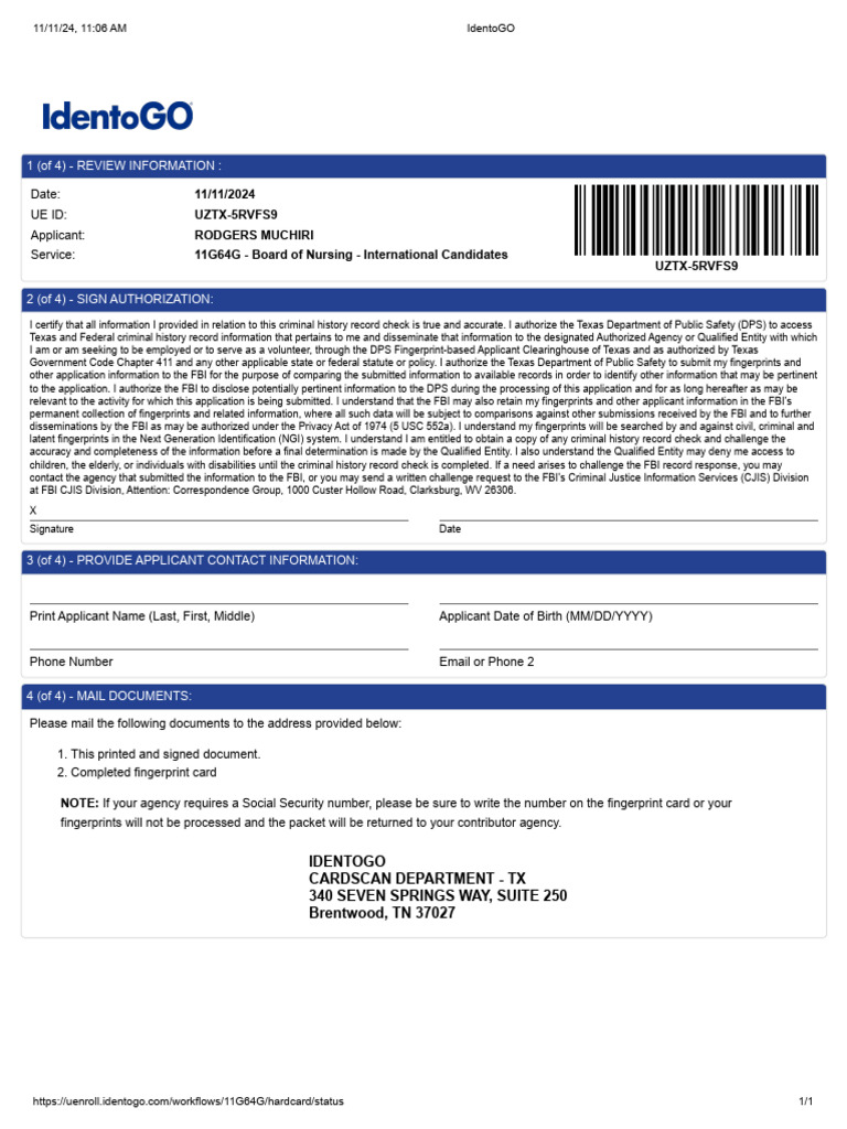 IdentoGO | PDF | Criminal Record | Federal Bureau Of Investigation