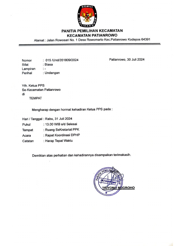 Undangan Ketua PPS | PDF