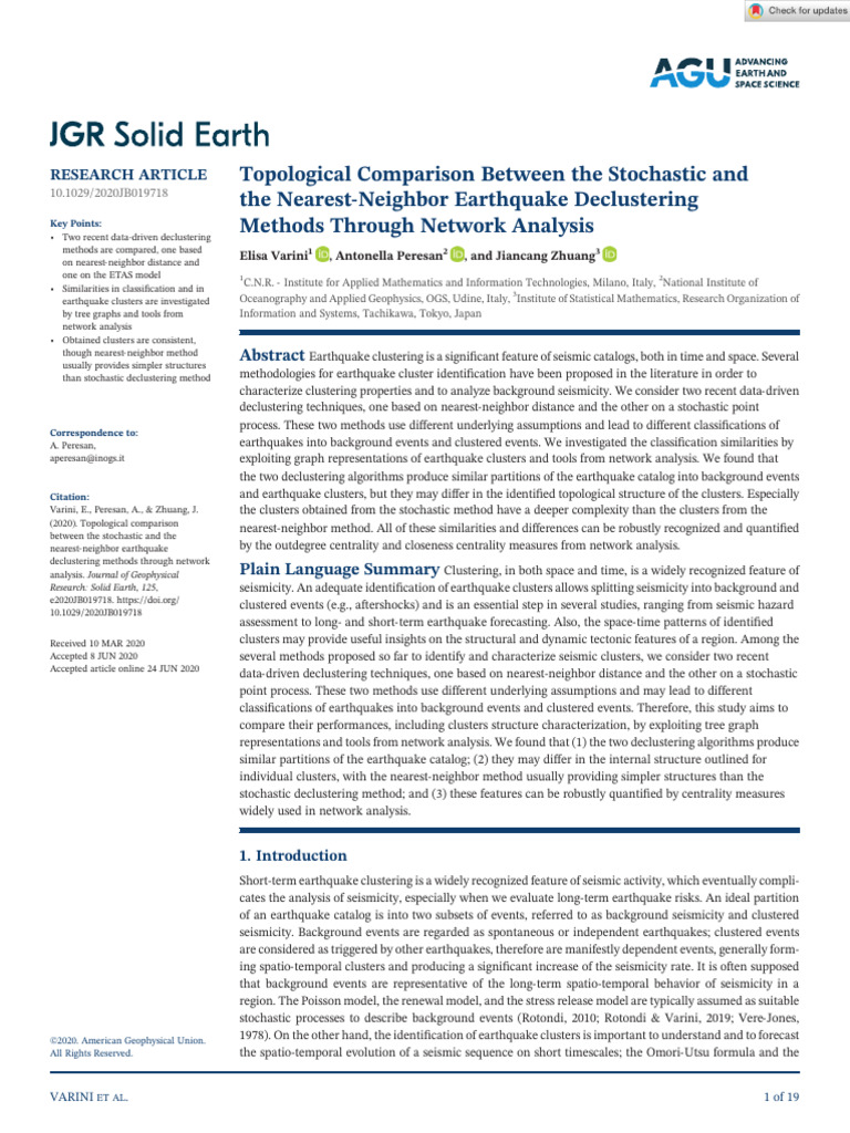 JGR Solid Earth - 2020 - Varini - Topological Comparison Between The ...