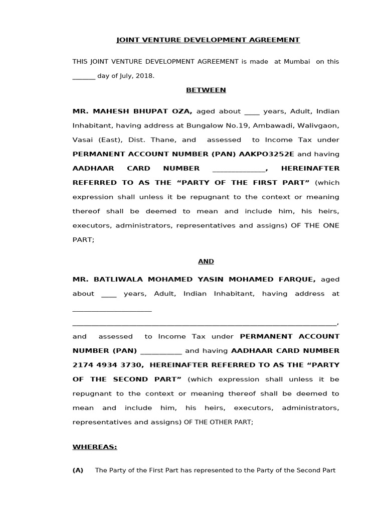 Mahesh Oza - Joint Venture | PDF | Taxes | Arbitration
