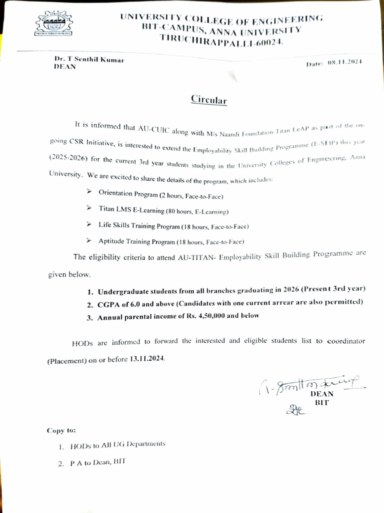 Placement Circular | PDF | Business | Finance & Money Management