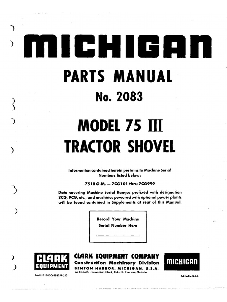 Catalogo Michigan Clark 75 III em Ingles | PDF
