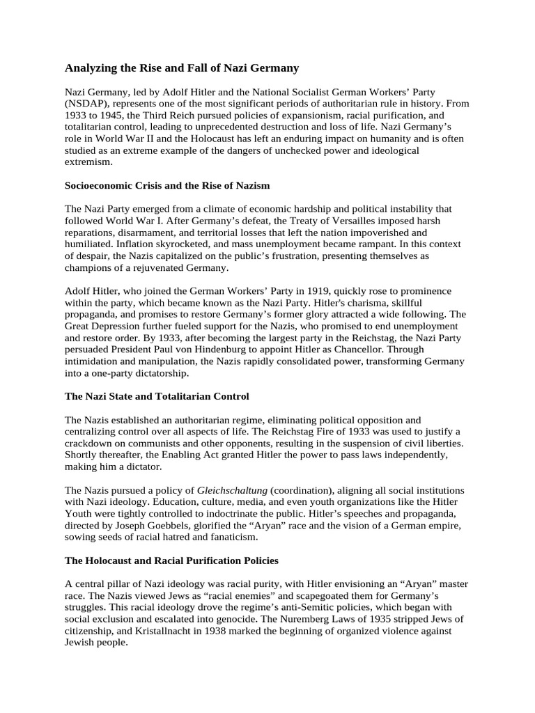 Analyzing The Rise and Fall of Nazi Germany | PDF | Nazi Germany | Nazi ...