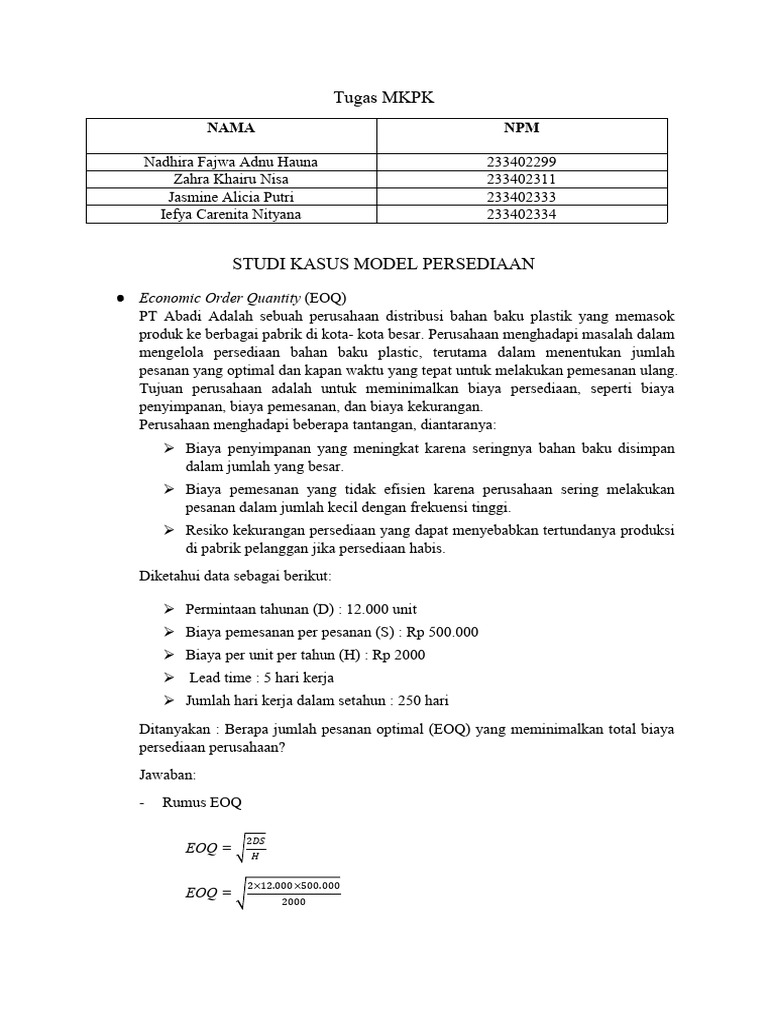Analisis Model Persediaan | PDF
