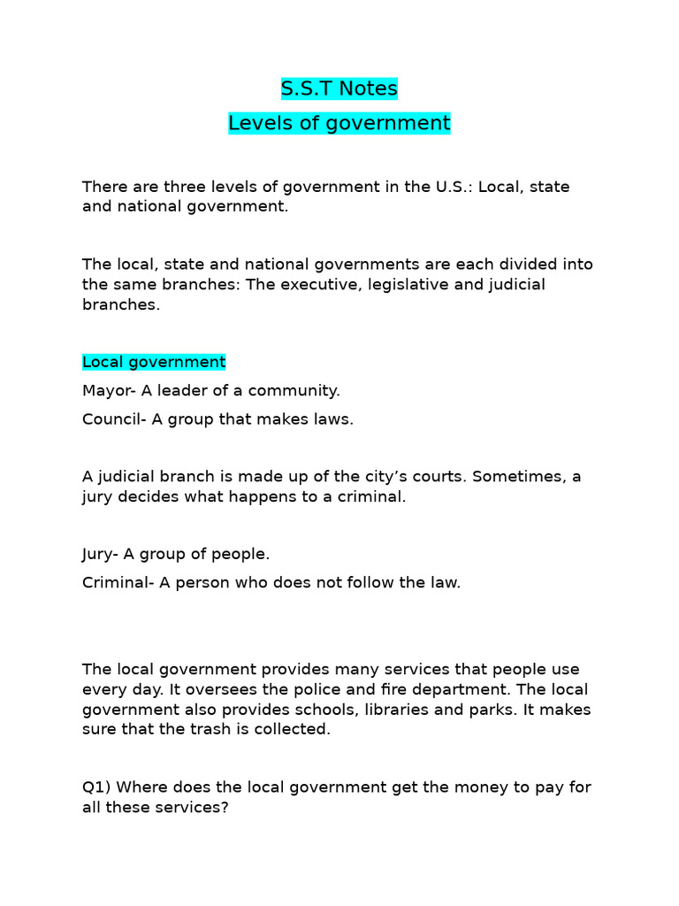 Levels of Government | PDF
