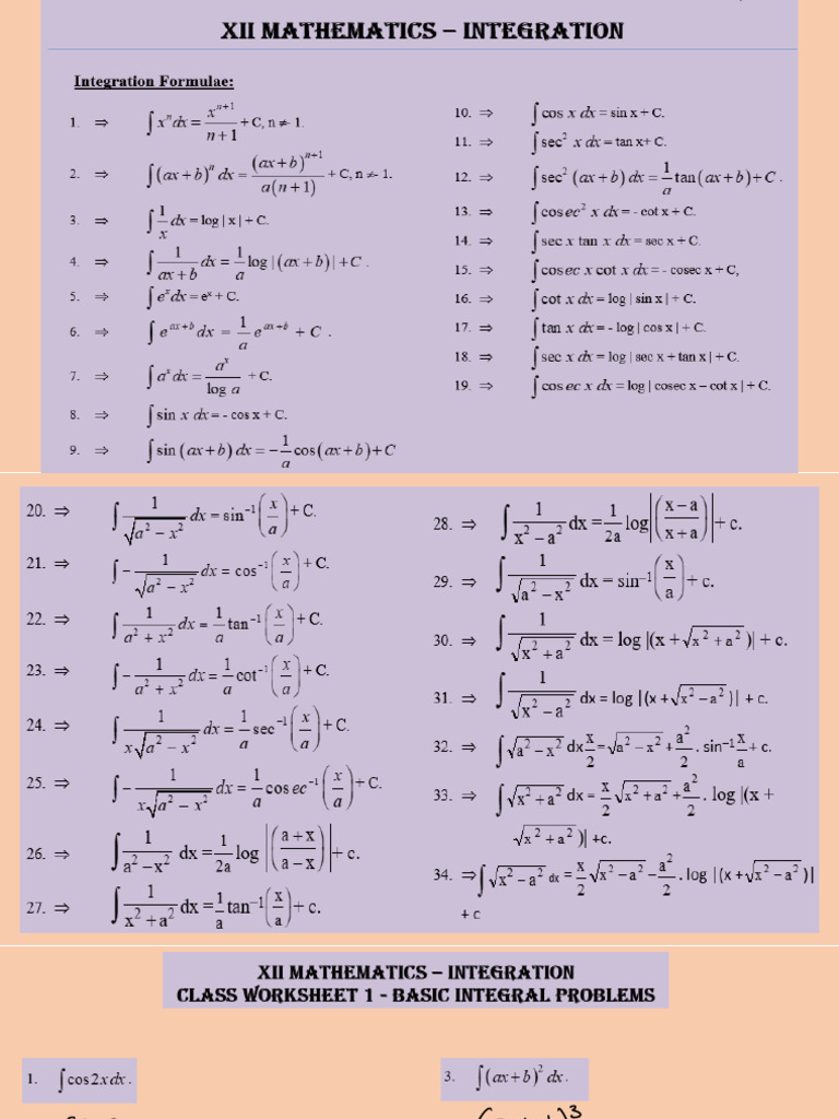 XII Integration WS 1 | PDF