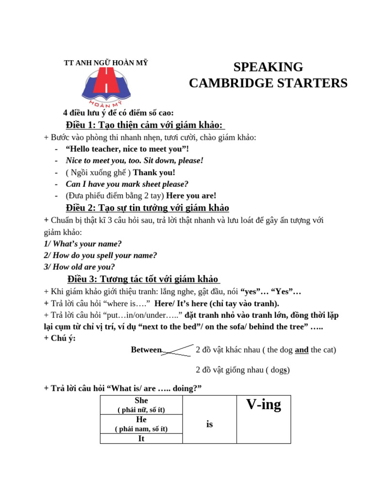 4 Lưu Ý Cho Speaking Starters | PDF