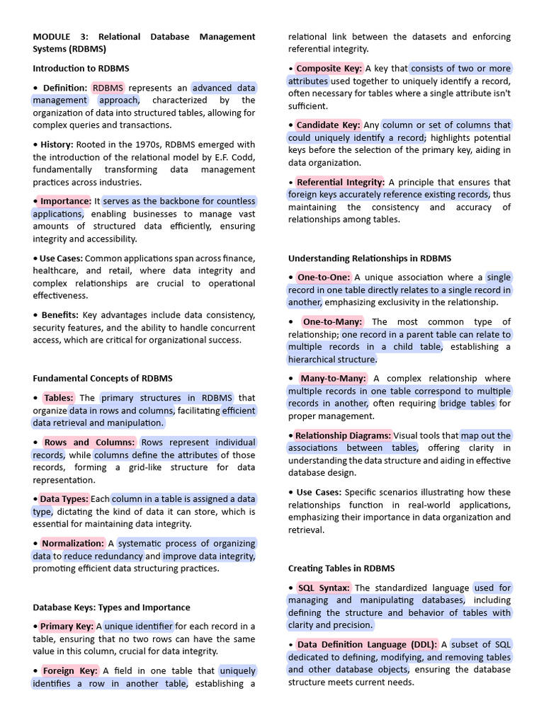 Module 3-5 | PDF | Relational Database | Databases