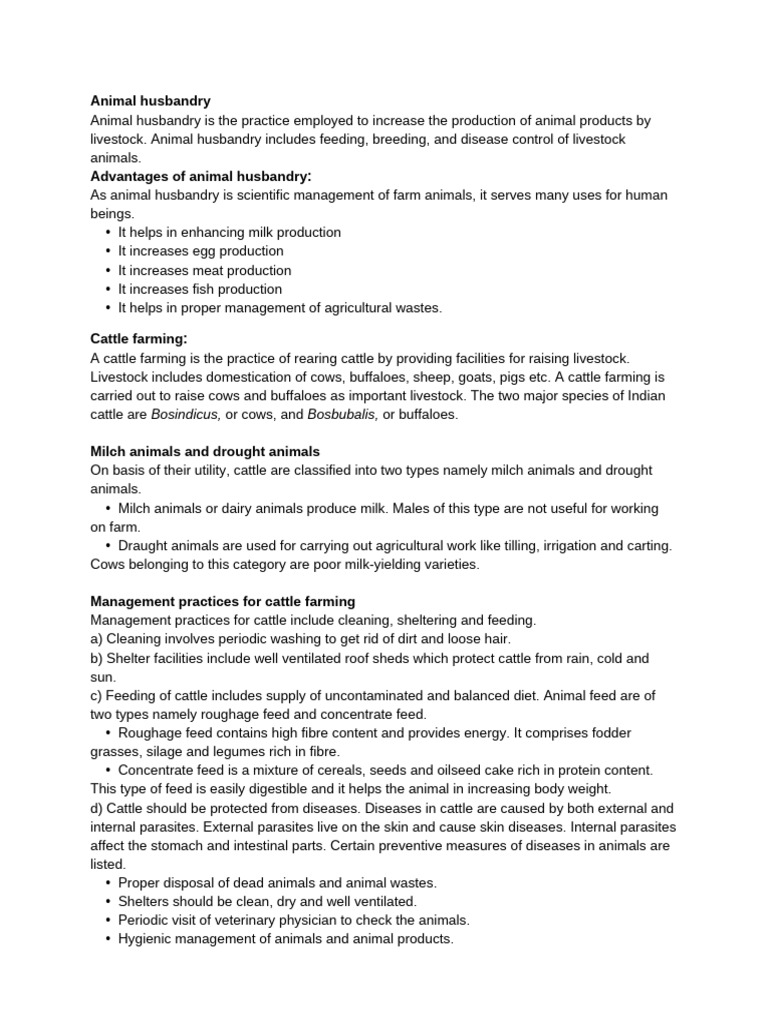 Animal Husbandry Notes | PDF | Livestock | Honey