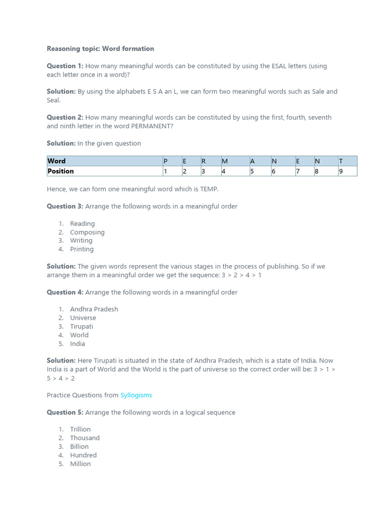 Reasoning Topic Word Formation | PDF | Linguistics