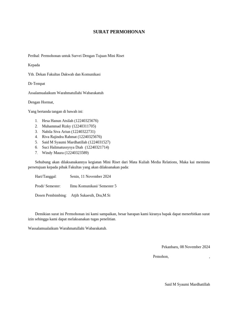 Surat Permohonan | PDF