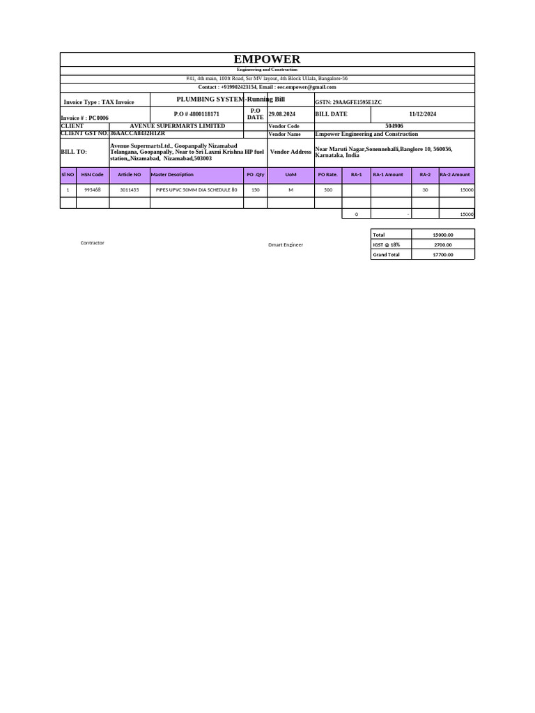 Extra 50mm Upvc Pipe Bill | PDF | Bharatiya Janata Party | Economy Of India