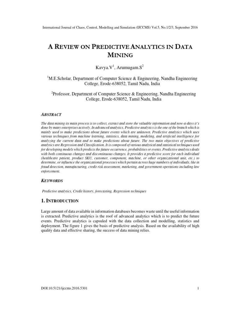 Predictive Analytics in Data Mining | PDF | Predictive Analytics | Analytics