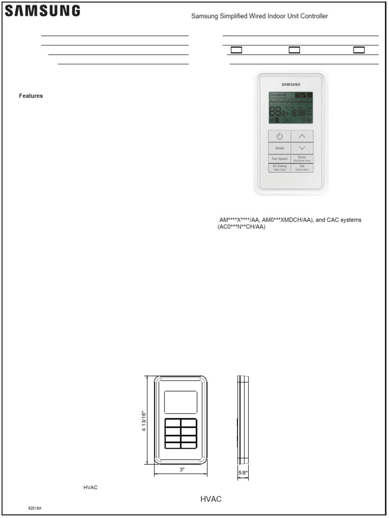 Samsung MWR-SH00N Wired Controller | PDF | Electrical Engineering ...