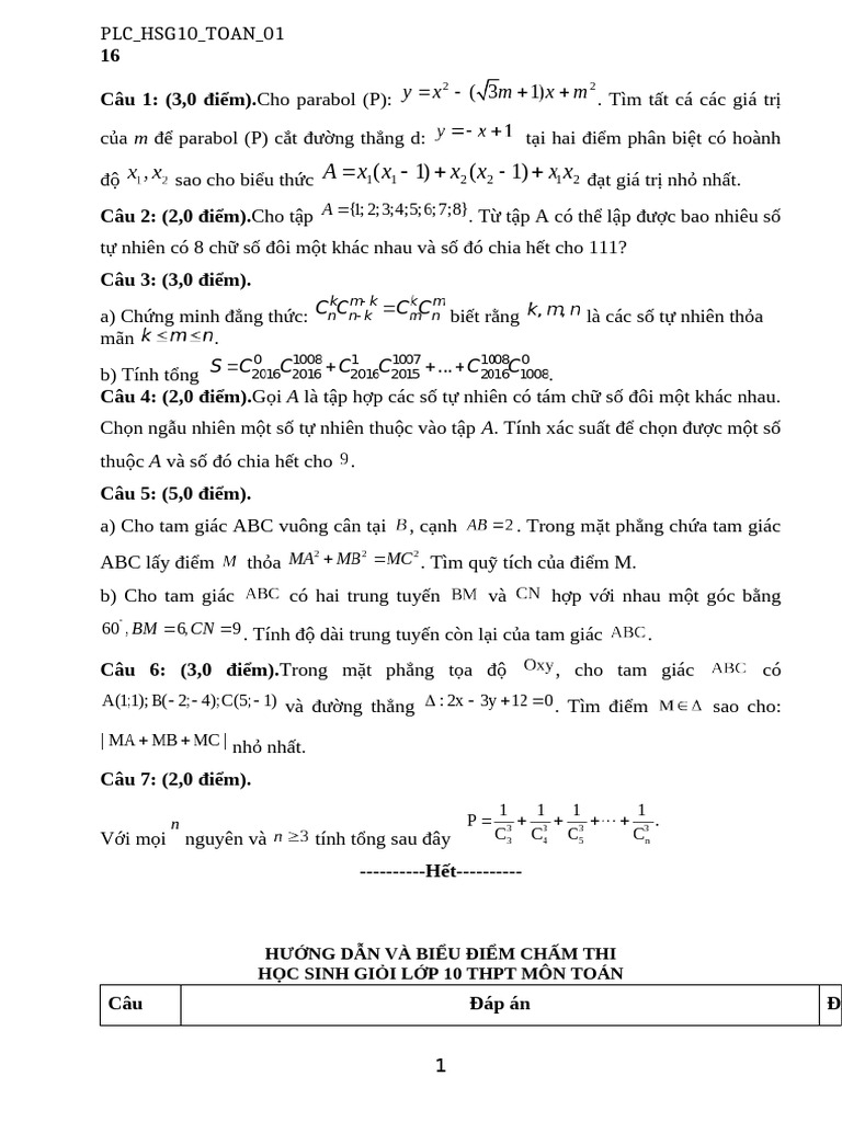 #16PLC HSG10 Toan 01 | PDF
