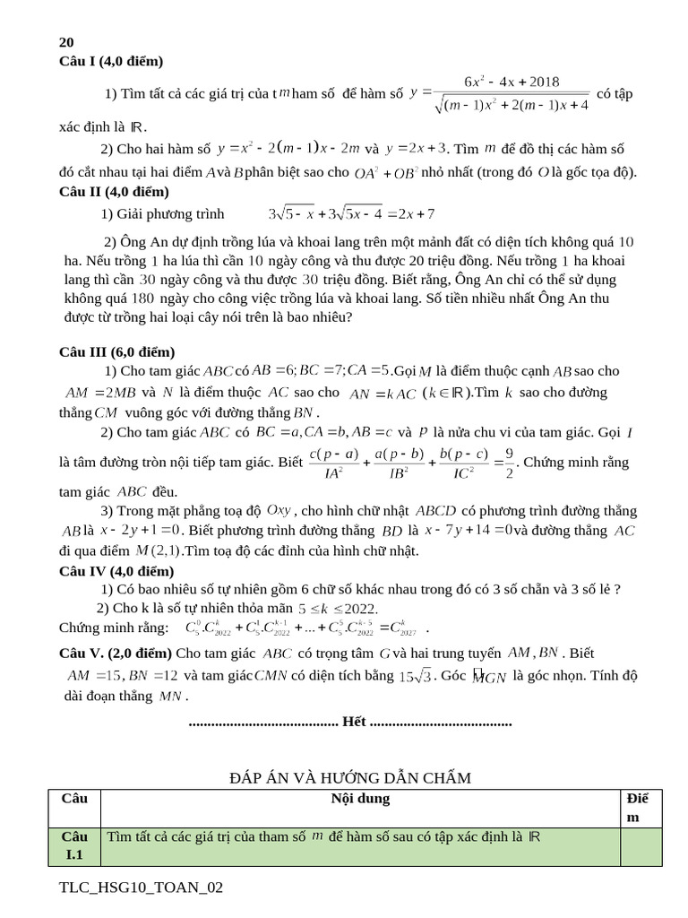 #20TLC HSG10 Toán 02 | PDF