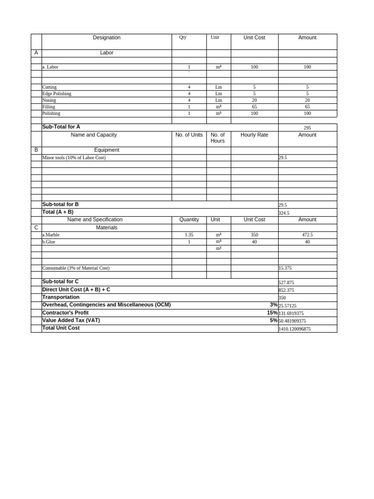 Dupa Reference For Pricing | PDF | Value Added Tax | Cost